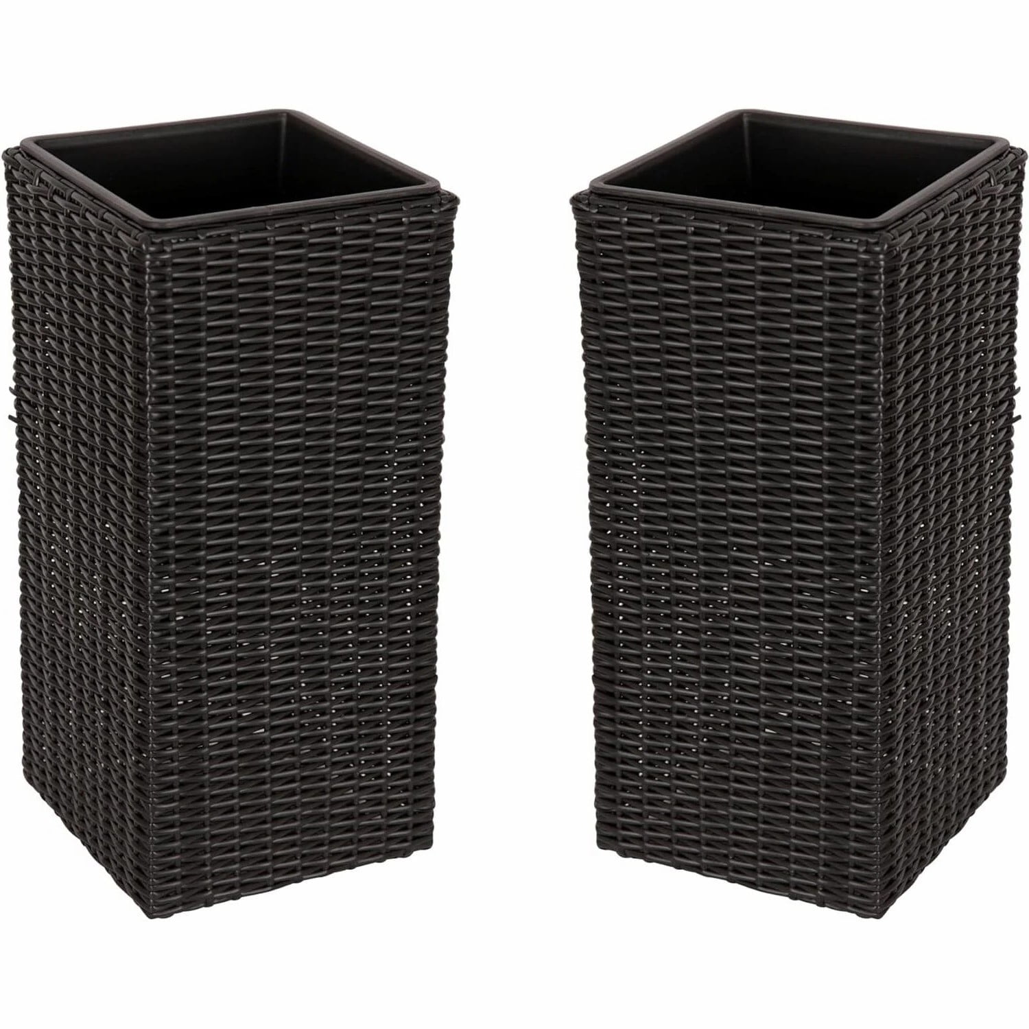 Vulcan Sierra Square Wicker Planter 2-piece Set in Black - Walmart.com