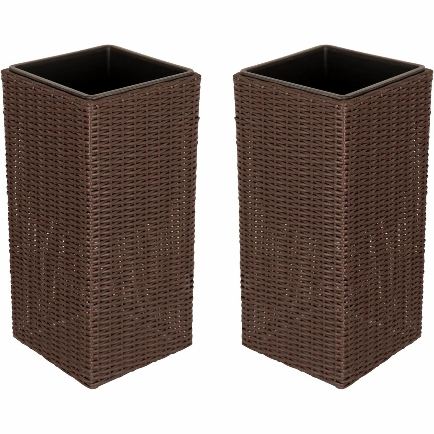Vulcan Sierra Square Wicker Planter 2-piece Set in Brown - Walmart.com