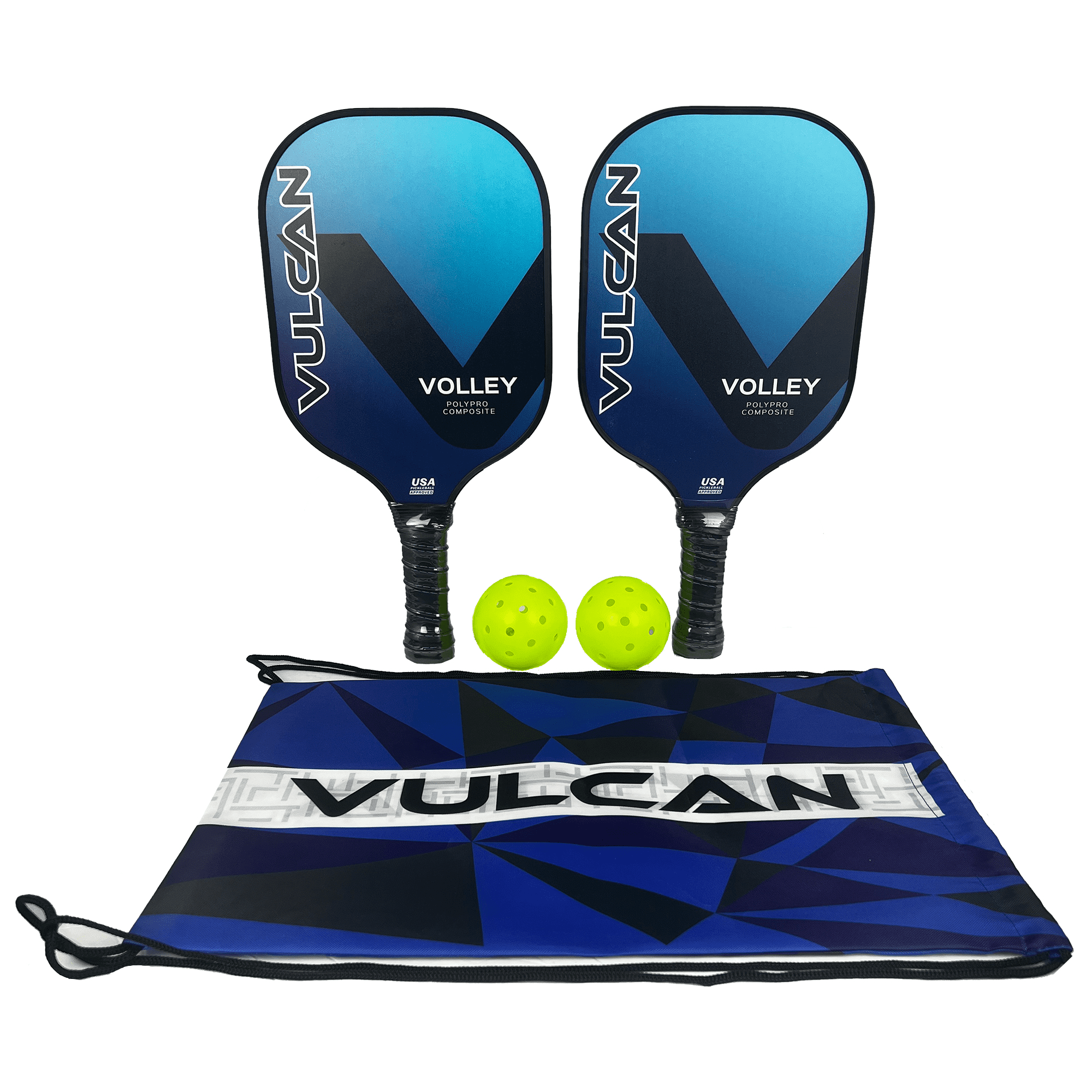 Vulcan Volley 2-Paddle Set | Blue Composite Paddles, 2 Balls, 1 Bag Set ...