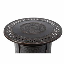 Fire Sense Thatcher Woodgrain Aluminum Convertible Gas Fire Pit Table ...