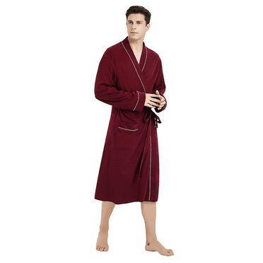 FashGudim 100% Cotton Knit Robe for Men Lightweight Summer Robes Thin ...