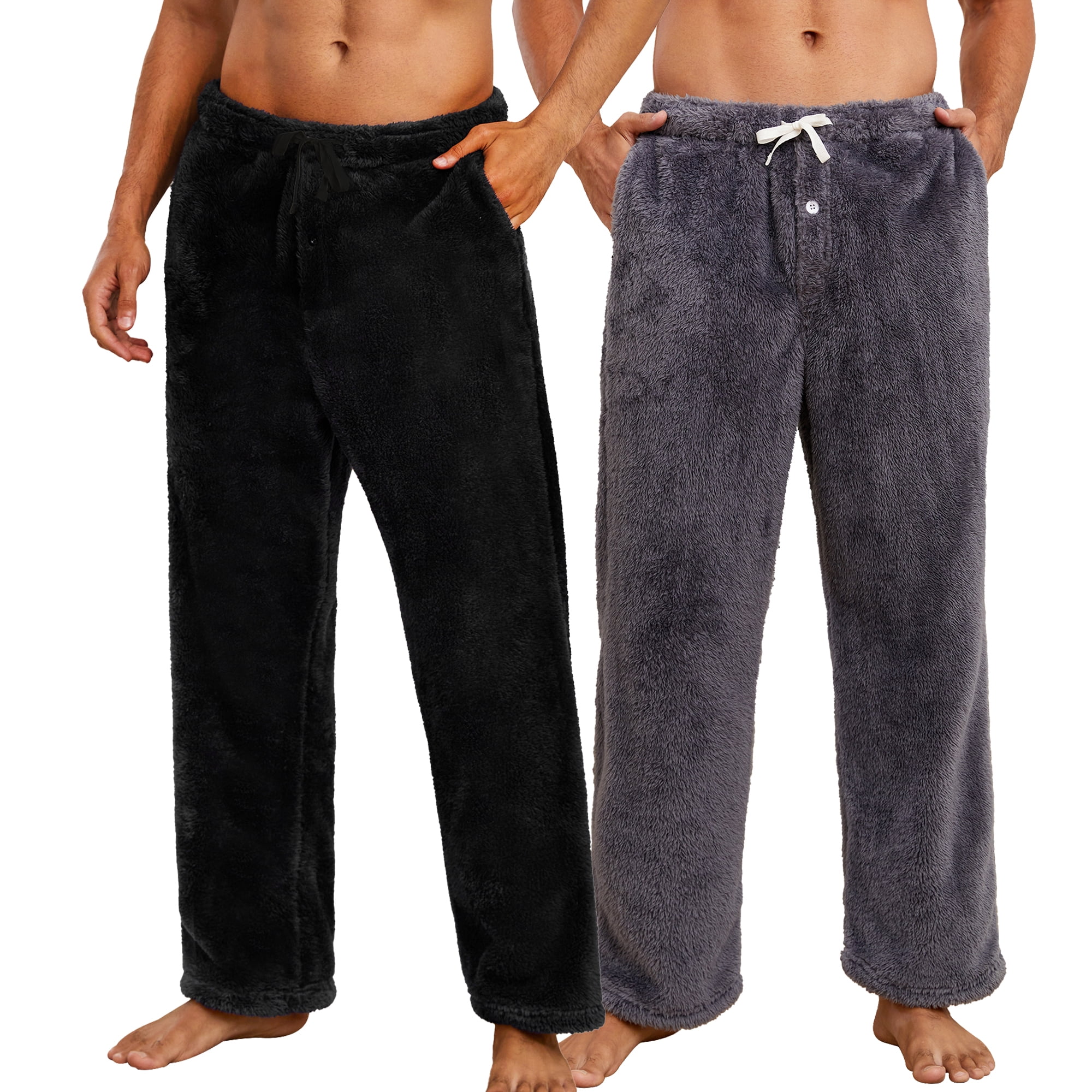 Vulcanodon 2 Pack Mens Plush Warm Pajama Pants, Fluffy Soft Fleece ...