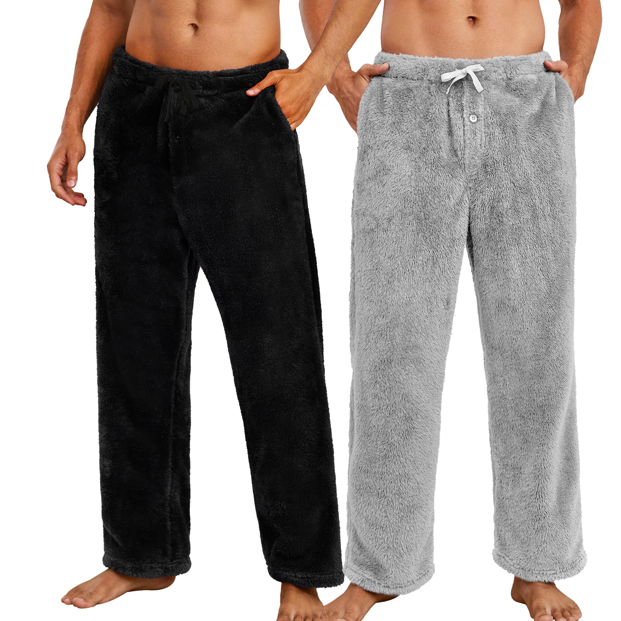 Vulcanodon 2 Pack Mens Plush Warm Pajama Pants, Fluffy Soft Fleece ...