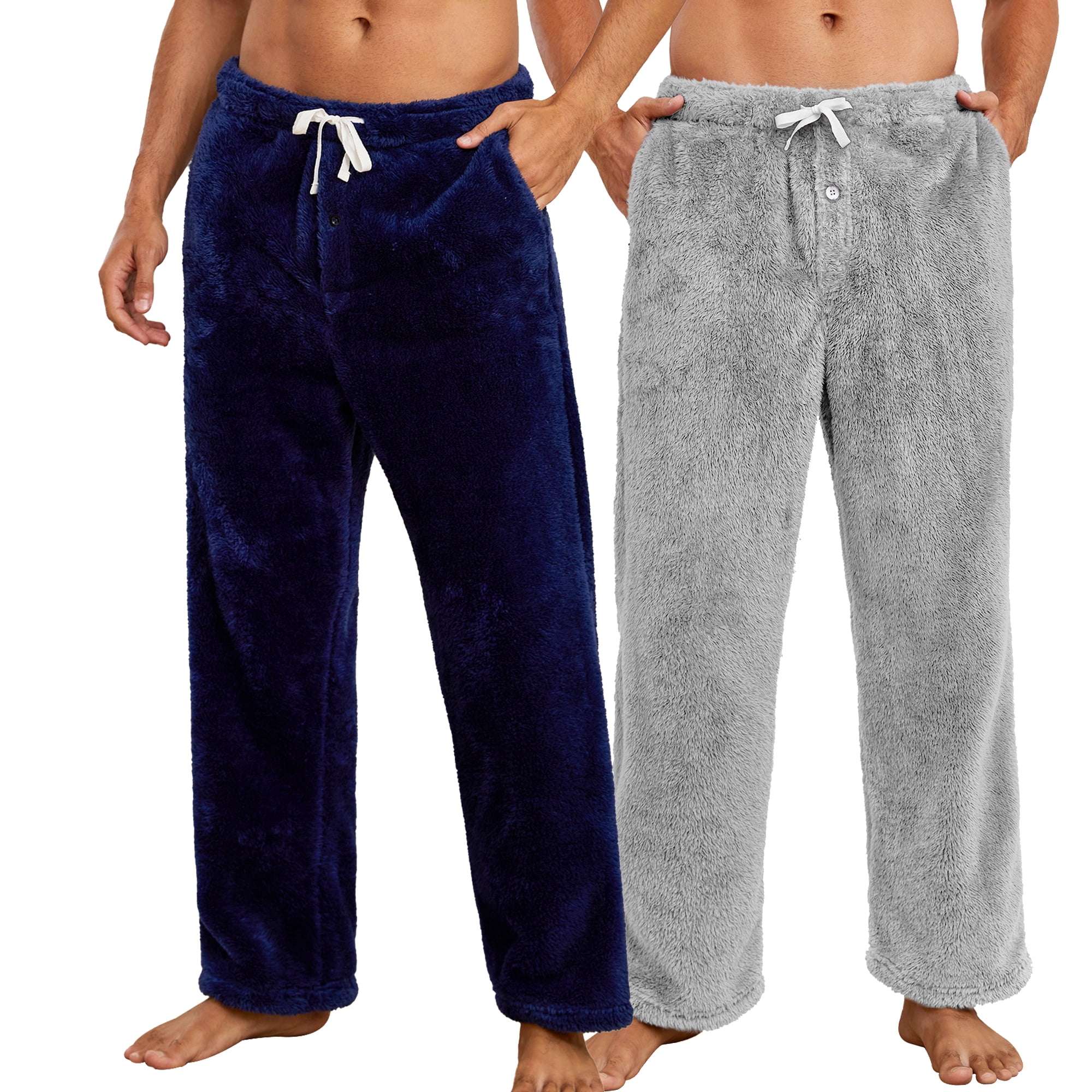 Vulcanodon 2 Pack Mens Plush Warm Pajama Pants, Fluffy Soft Fleece ...