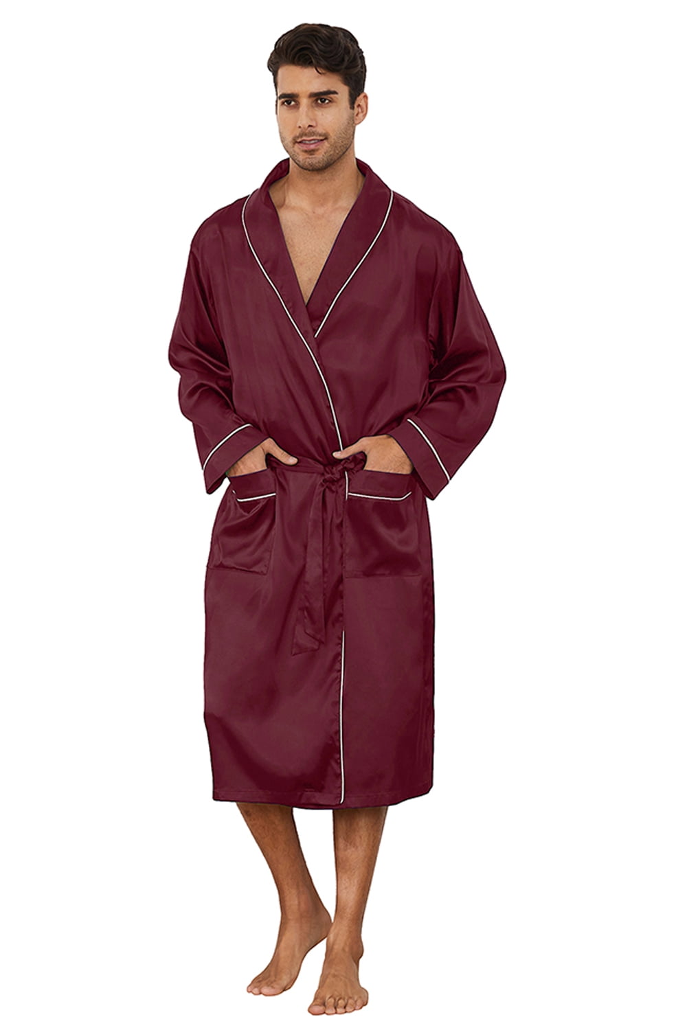 Vulcanodon Men’s Satin Robe Lightweight,Men's Luxurious Silk Kimono ...