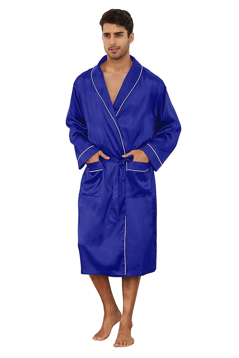 Vulcanodon Men’s Satin Robe Lightweight,Men's Luxurious Silk Kimono ...