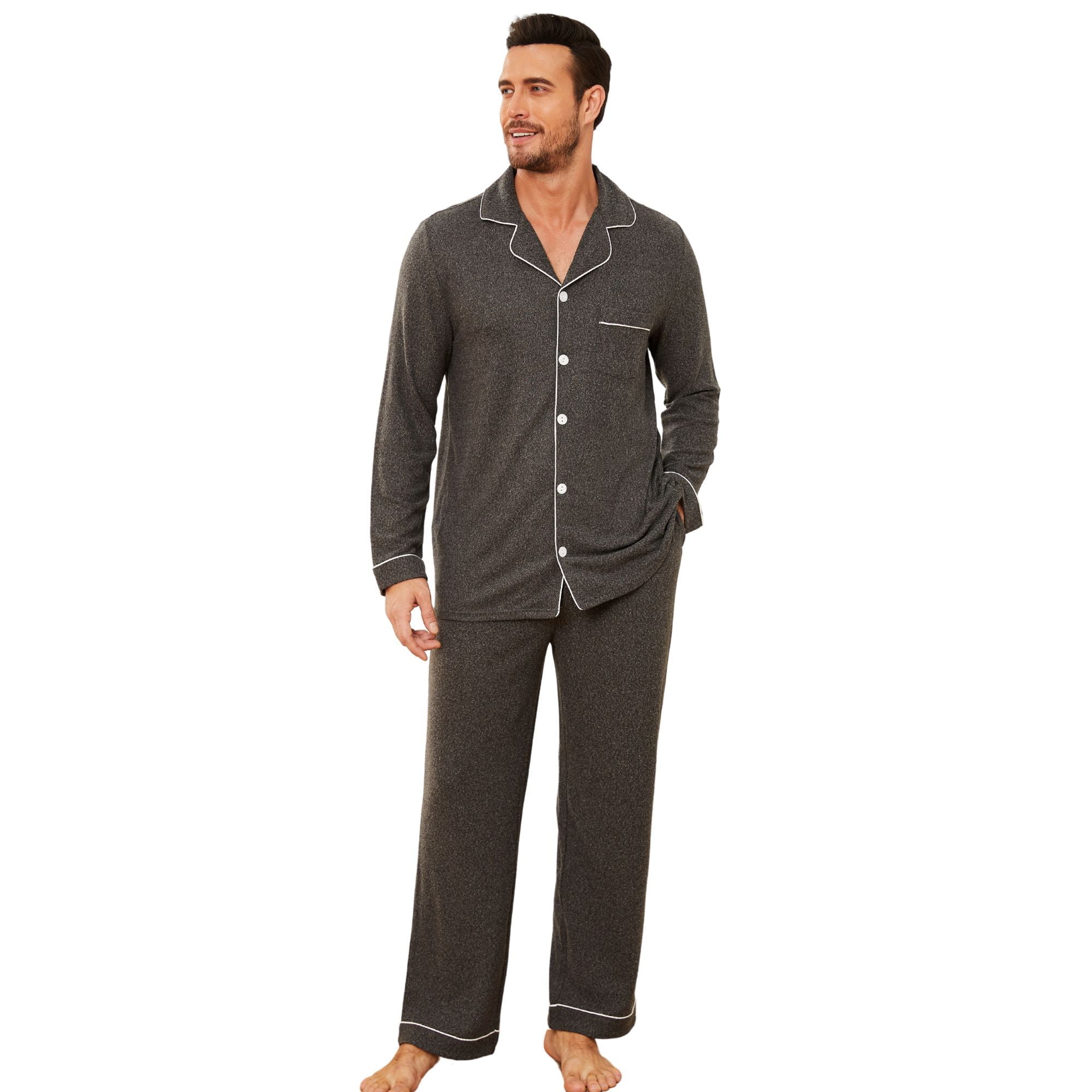 Vulcanodon Mens Button Down Pajama Sets, Ultra Soft Lightweight ...