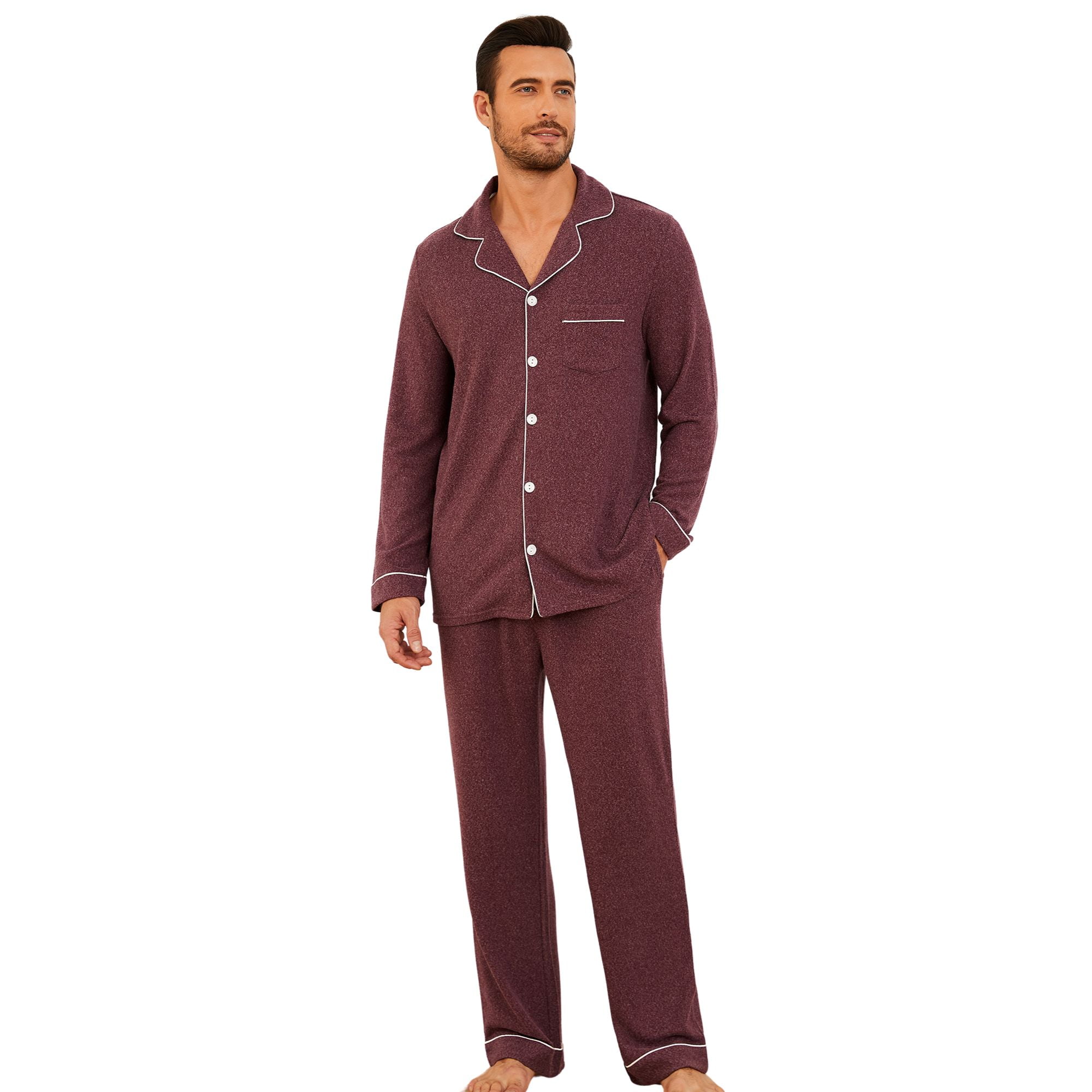 Vulcanodon Mens Button Down Pajama Sets, Ultra Soft Lightweight ...
