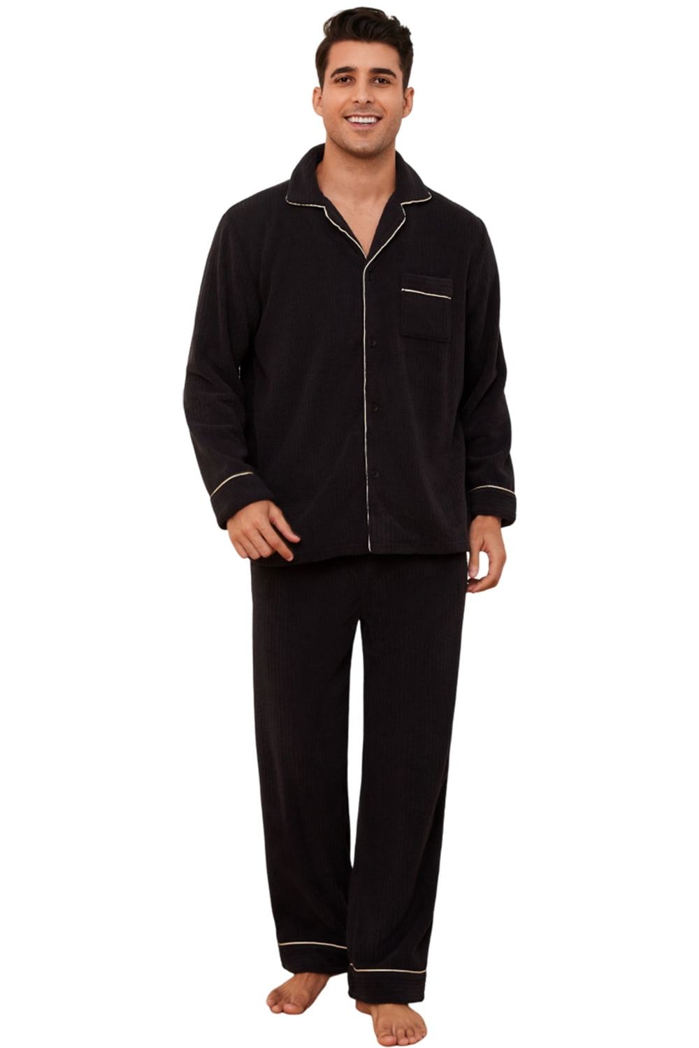 Vulcanodon Mens Fleece Pajama Set, Soft Warm Long Sleeve Sleepwear with ...