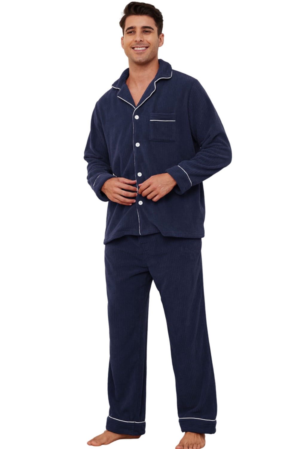 Vulcanodon Mens Fleece Pajama Set, Soft Warm Long Sleeve Sleepwear with ...