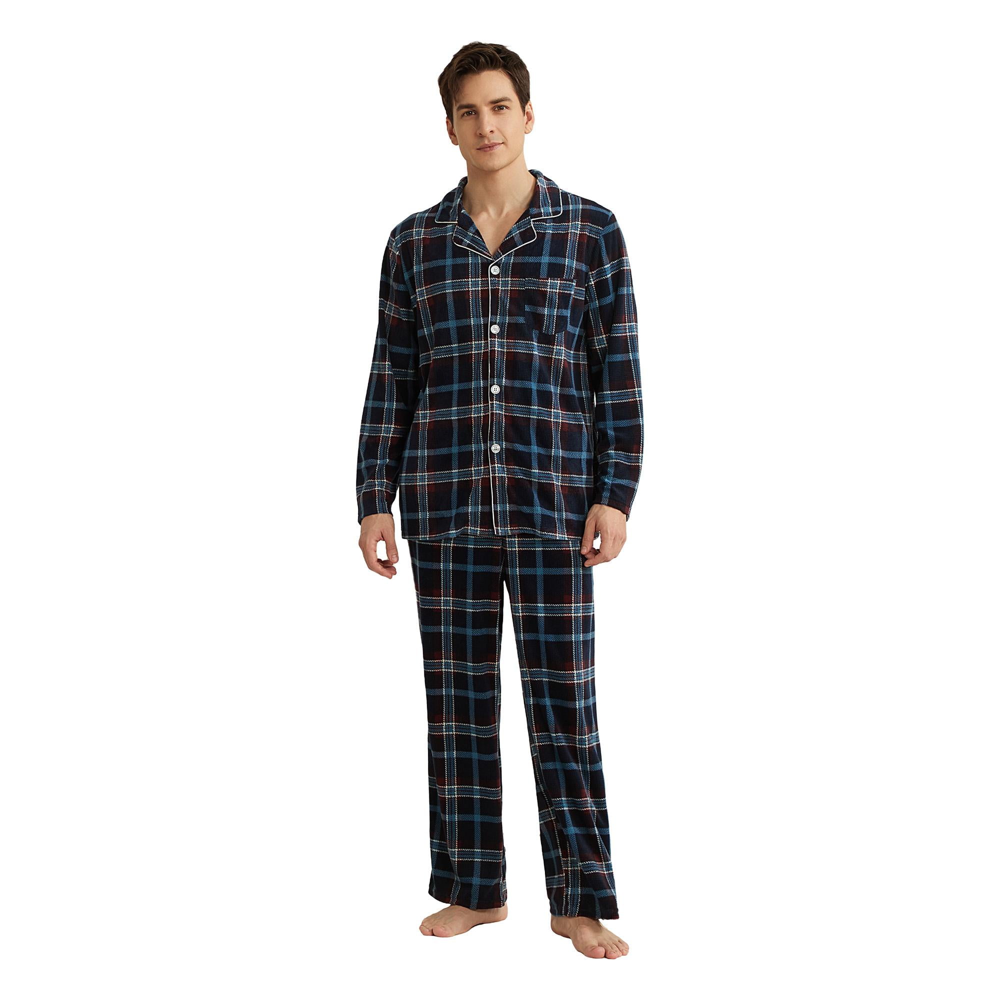 Vulcanodon Mens Fleece Pajama Set, Ultra Soft Warm Long Sleeve Prints ...