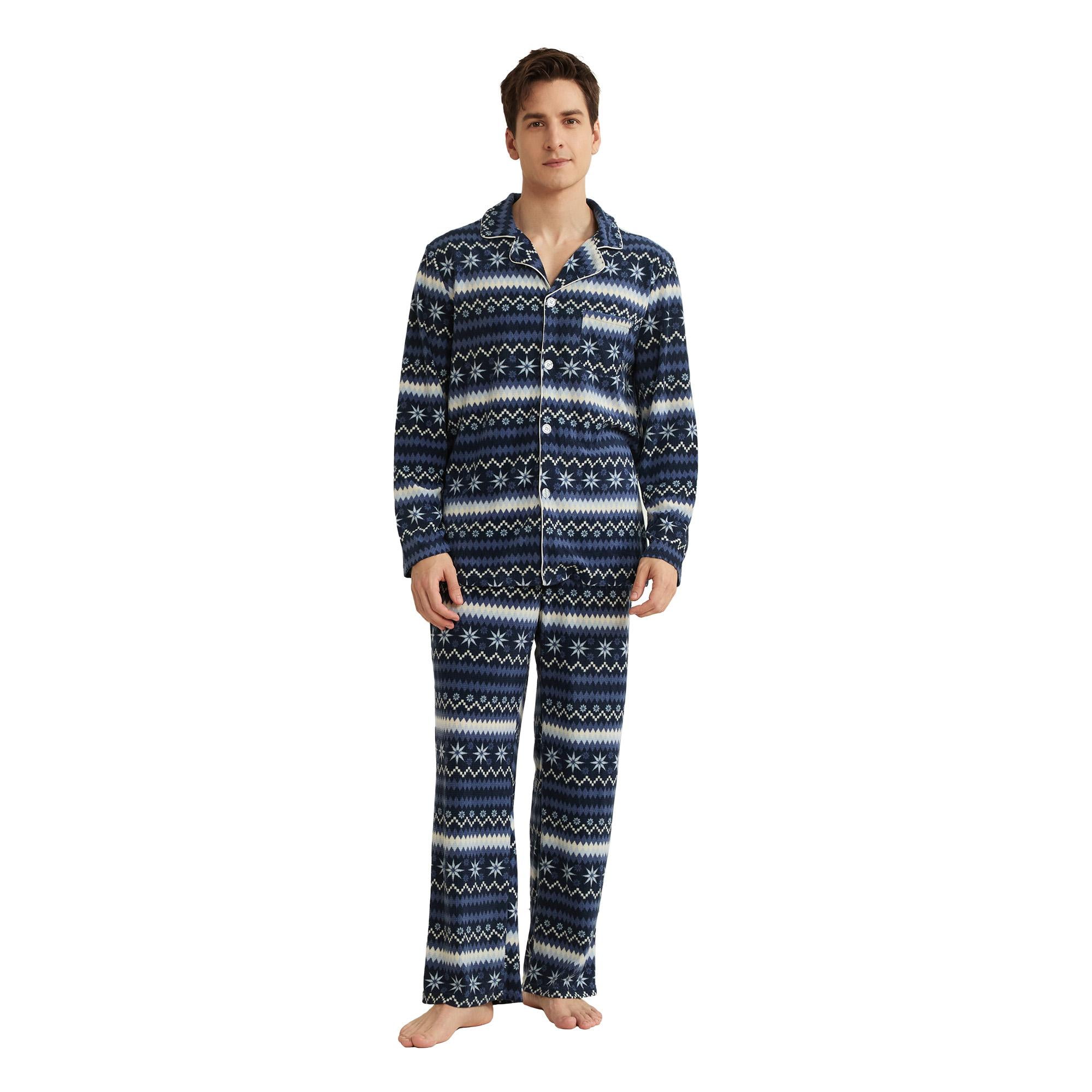 Vulcanodon Mens Fleece Pajama Set, Ultra Soft Warm Long Sleeve Prints ...