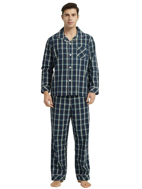 Logiee wild meadow flowers Print Mens Long Sleeve Pajama Set,Notched Collar Pajamas for Men, Men ...