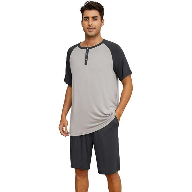 Vulcanodon Mens Pajama Set, Bamboo Lightweight Short Sleepwear for Men ...