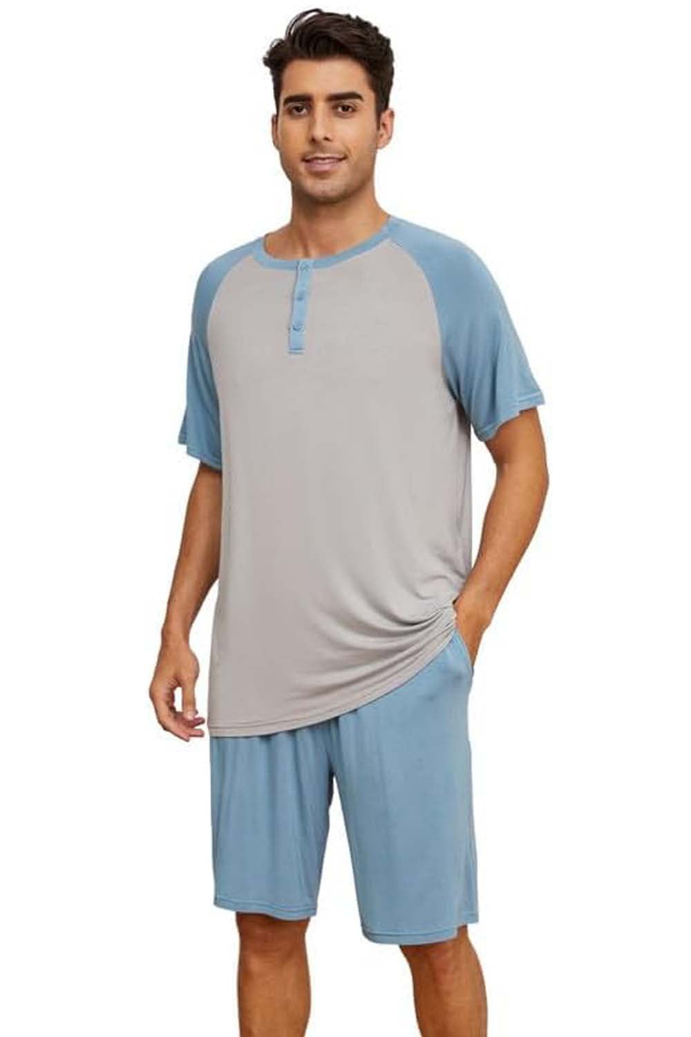 Vulcanodon Mens Pajama Set, Bamboo Lightweight Short Sleepwear for Men ...
