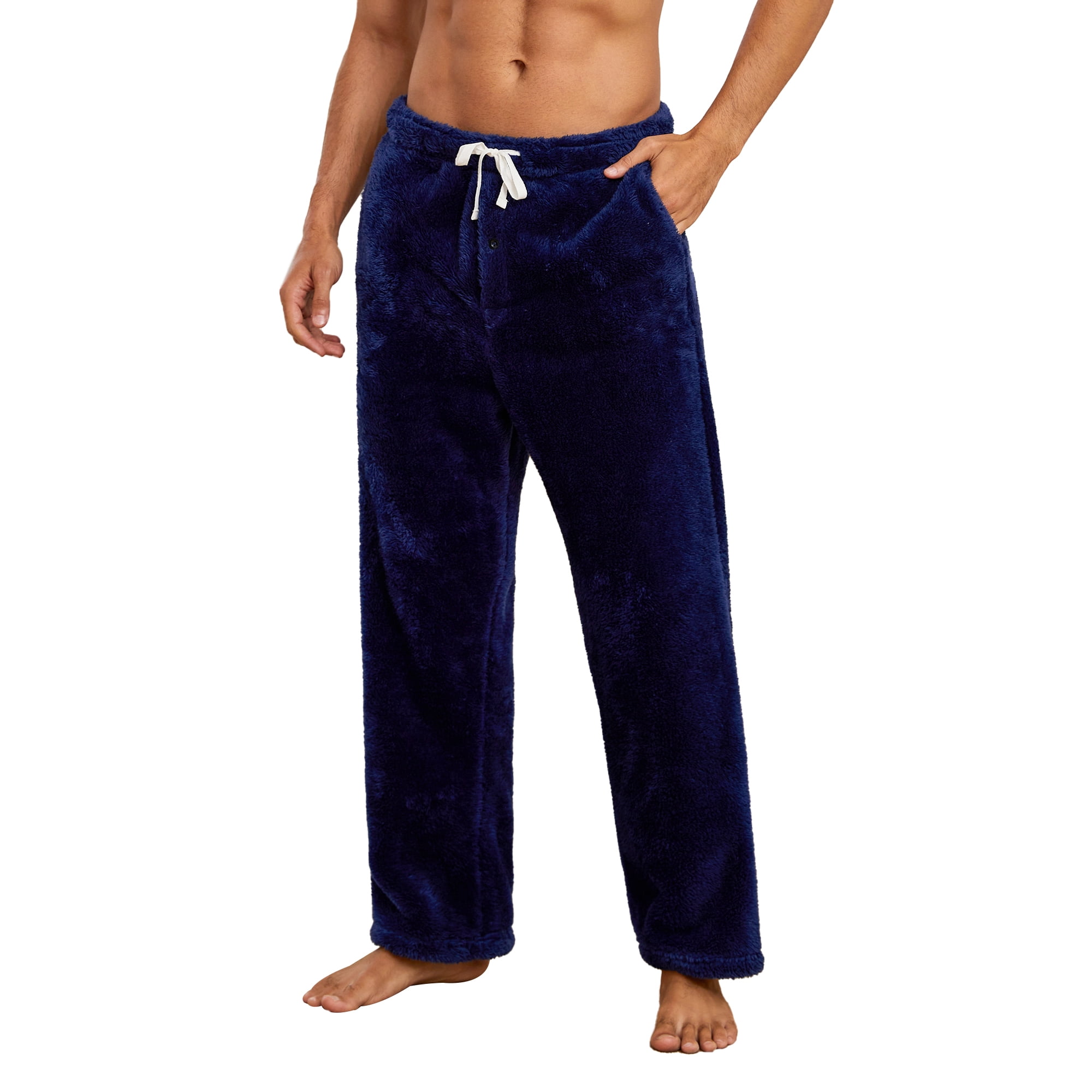Vulcanodon Mens Plush Warm Pajama Pants, Fluffy Soft Fleece Sleep Pant ...