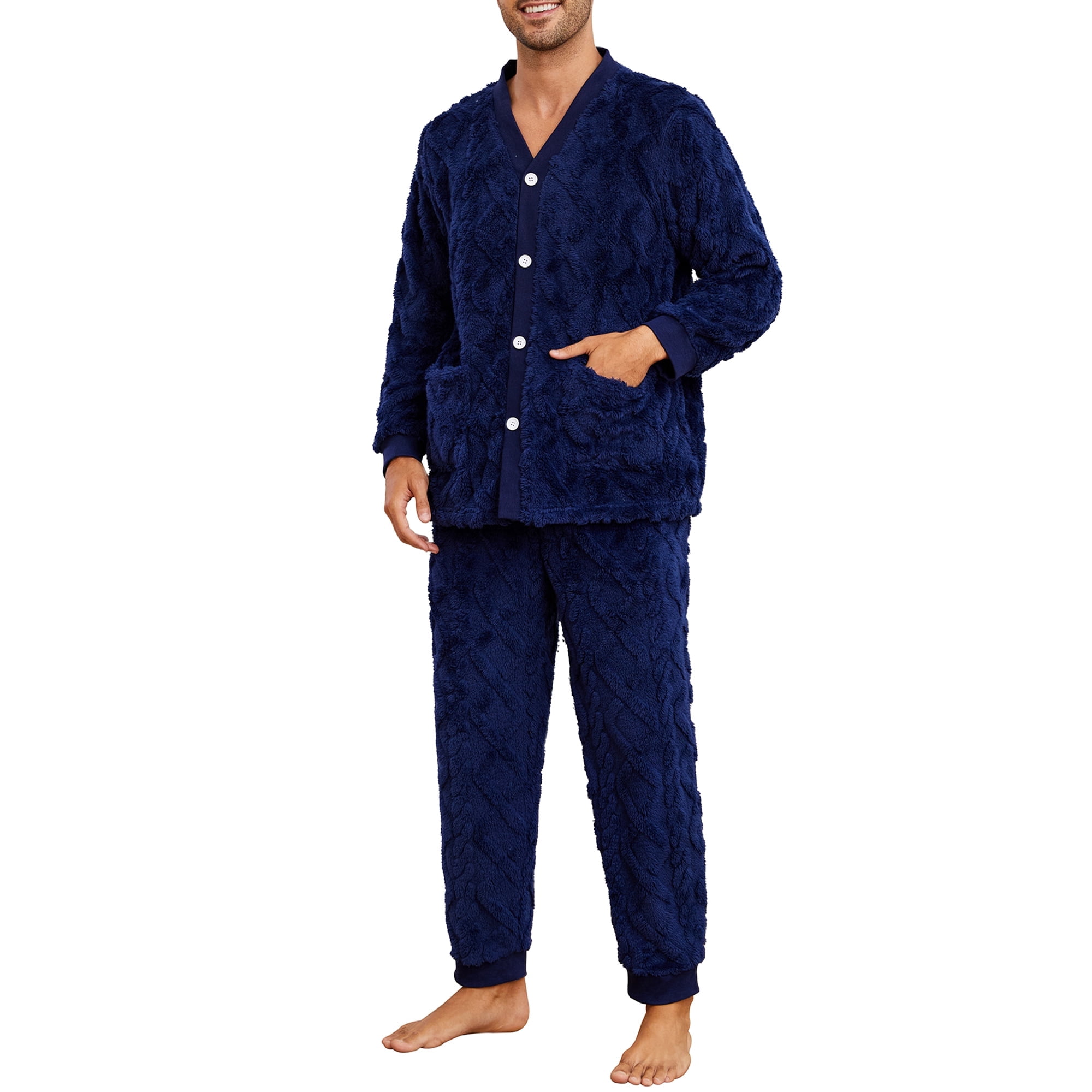 Vulcanodon Mens Plush Warm Pajama Sets Soft Fluffy Long Fuzzy Sleepwear ...