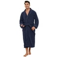 Vulcanodon Mens Shawl Collar Fleece Bathrobe, Soft Warm Long Sleeve ...
