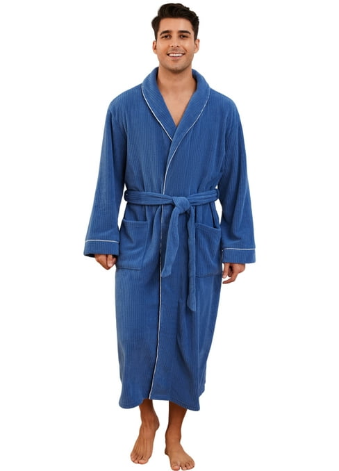 PAVILIA Mens Robe, Soft Robe for Men, Fleece Warm Long Bathrobe for Bath Shower Spa with Shawl ...