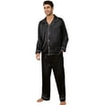 Vulcanodon Mens Silk Pajamas Set, Long Sleeve Satin Pajamas for Men ...