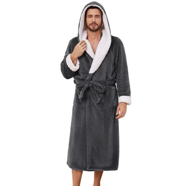 PAVILIA Fluffy Sherpa Fleece Bathrobe for Men, Lightweight Winter ...