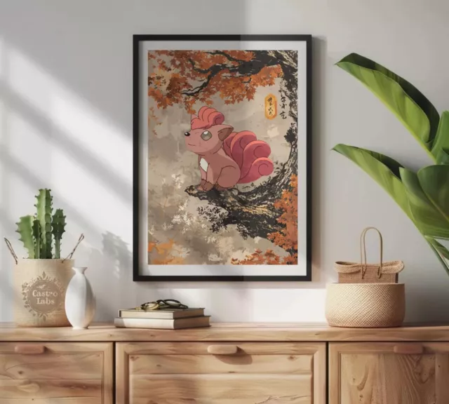 Vulpix Pokemon Poster, Japanese Kawaii Art Style, Adorable Fire-Type ...