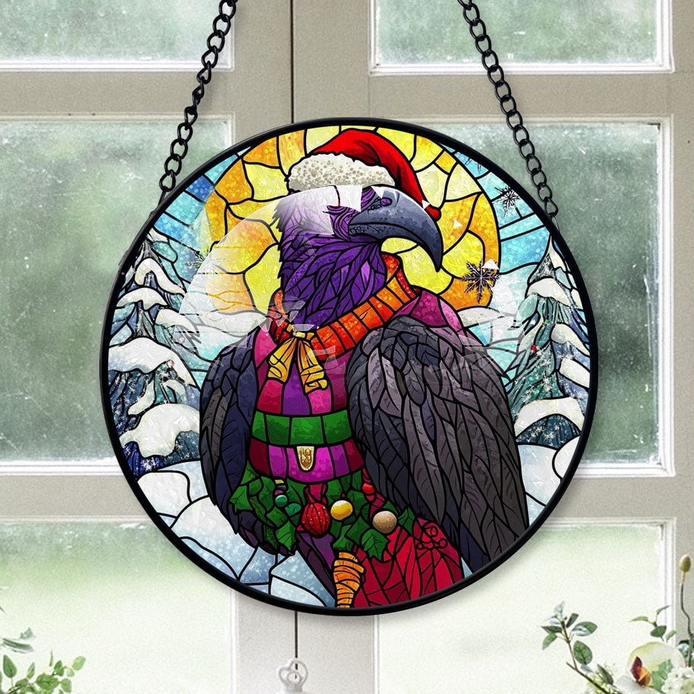 Vulture Ornament Christmas 2025, Vulture Stained Glass Window Hanging ...