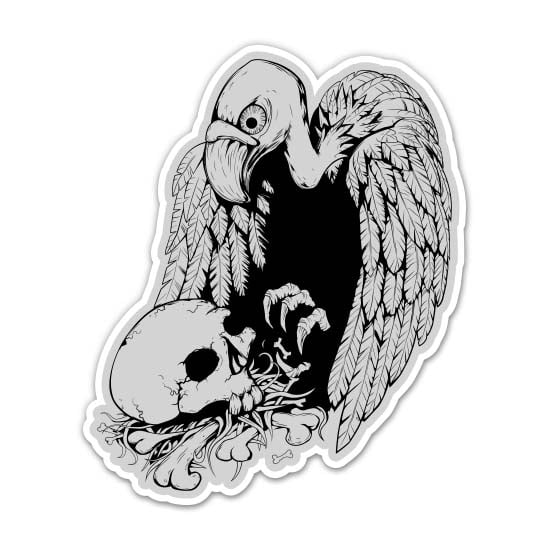 Vulture Skull - 5" Vinyl Sticker - For Car Laptop I-Pad - Waterproof ...