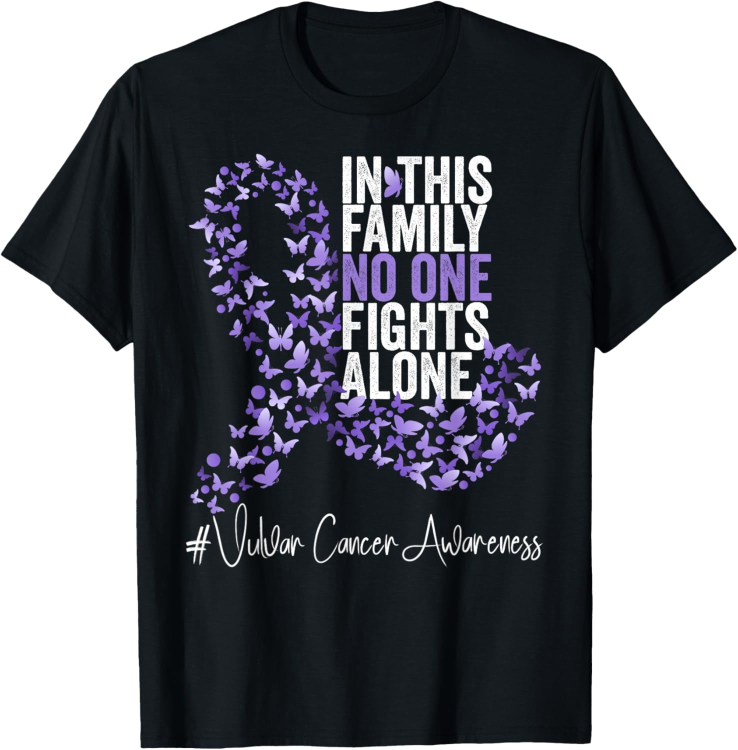 Vulvar Cancer Awareness Month Lavender Ribbon Butterflies T-ShirtMen's ...
