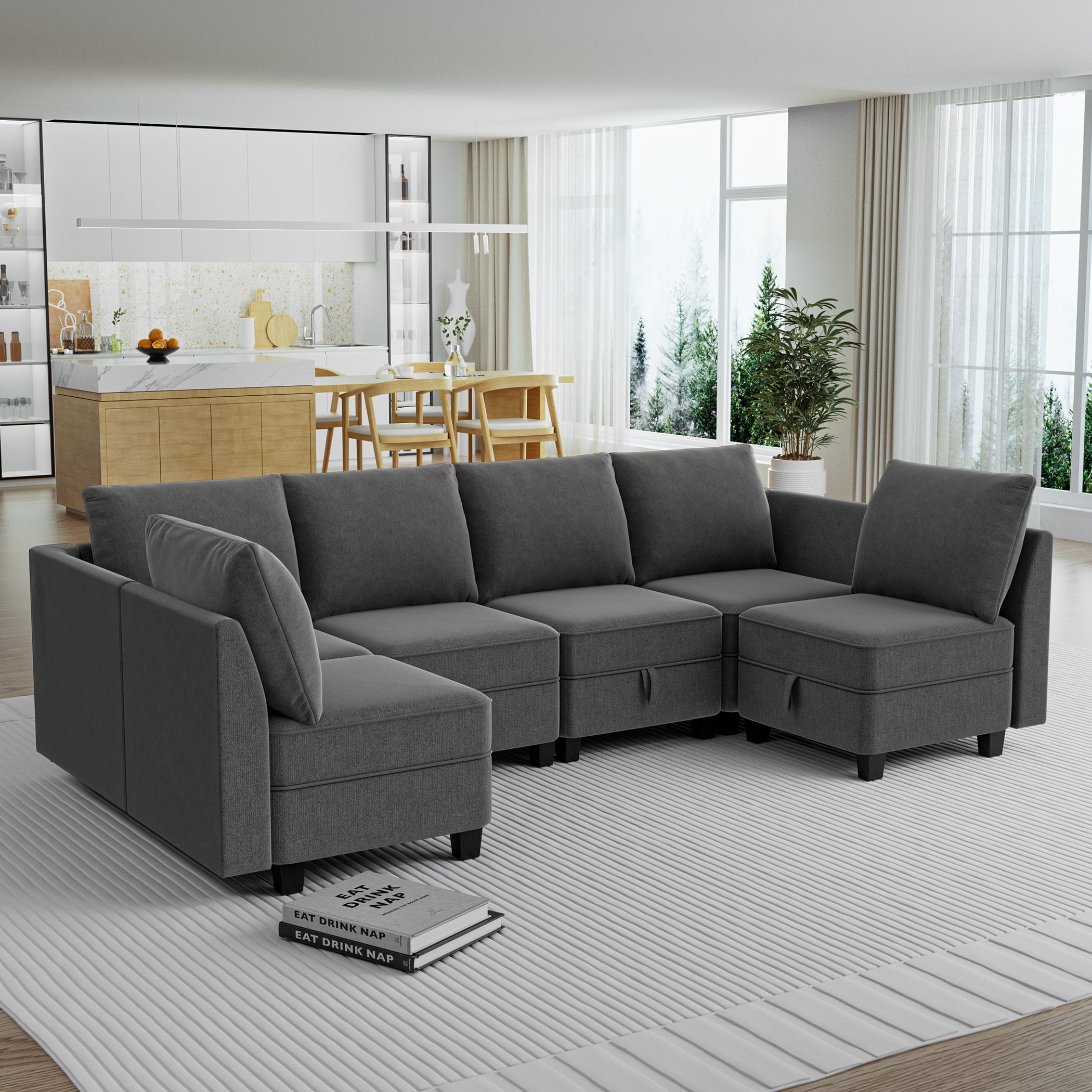 Vumece Modular Sectional Sofa, Convertible L Shaped Sectional Sofa Couches with 1 Ottoman, 4 ...