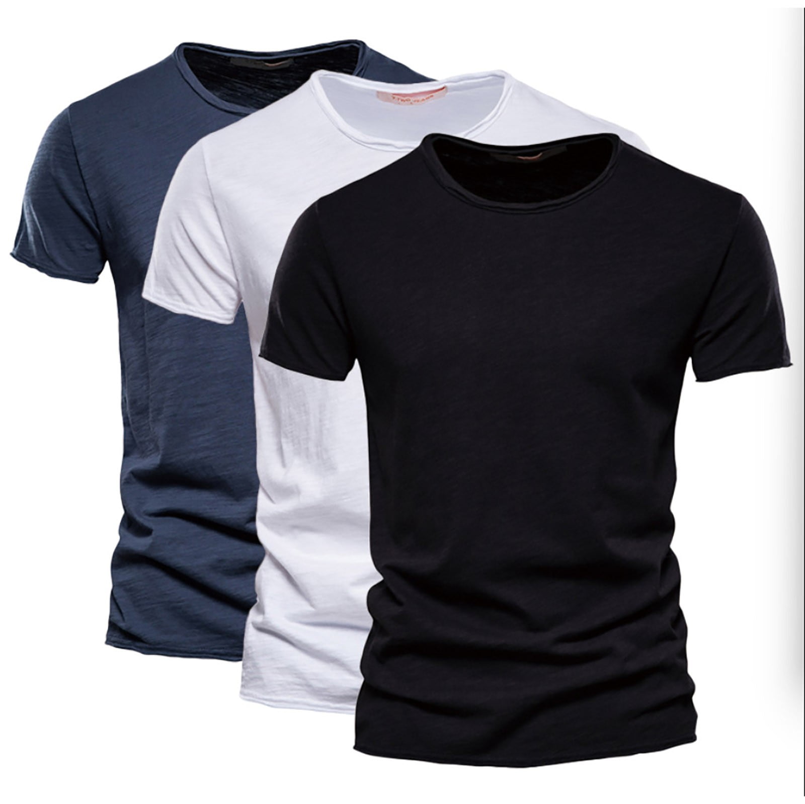 Vunhao Packs of Men Tee Shirts, Short Sleeve Crewneck Cotton Basic ...