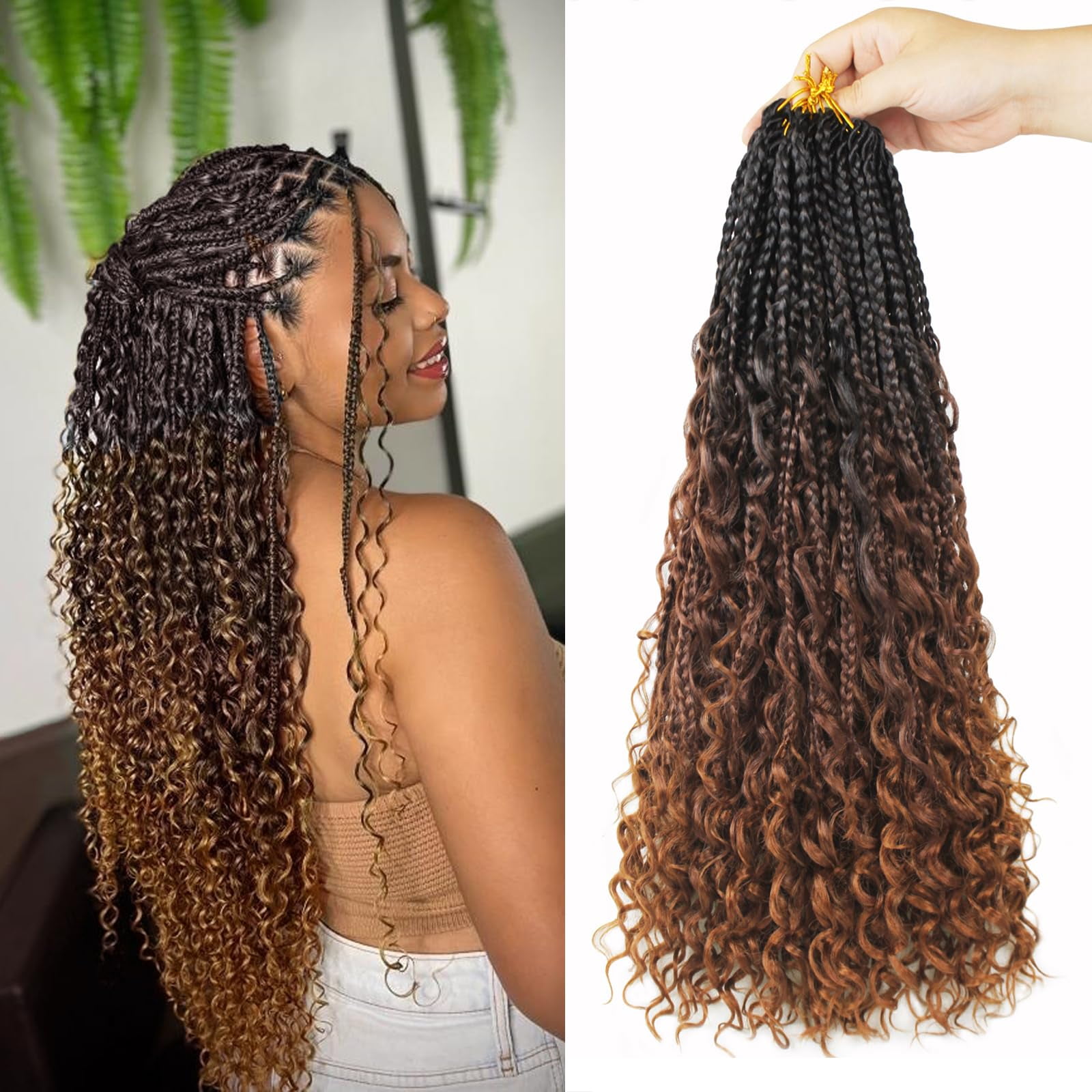 Vustbeauty 9 Packs Boho Box Braids Crochet Hair 24 Inch Goddess Box ...
