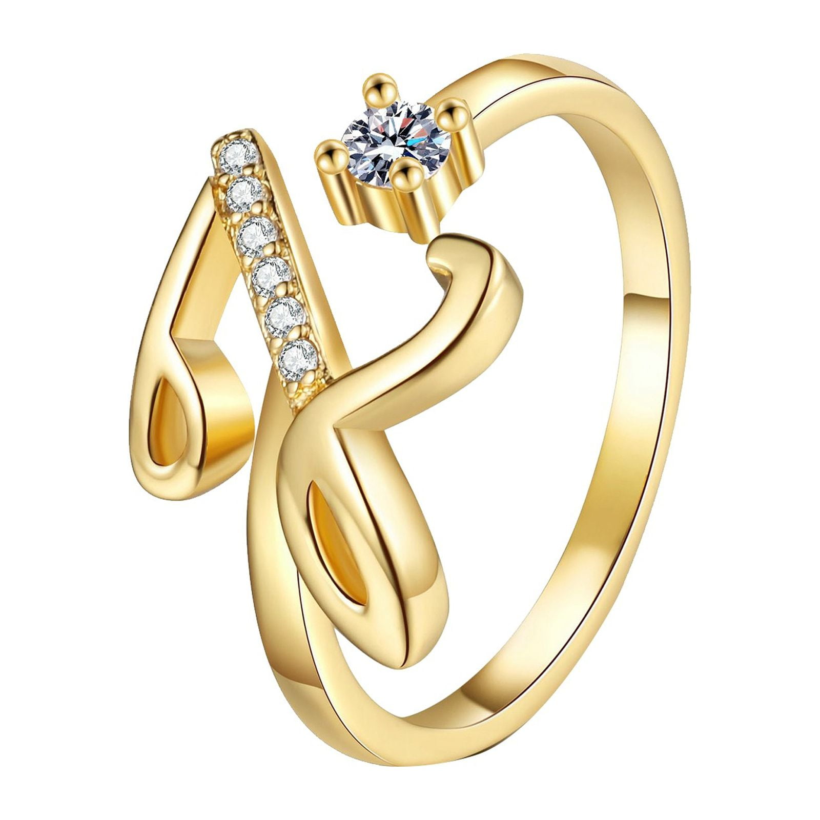 Vuygyu Diamond 26 English Alphabet Ring For Women Versatile Open Ended Ring Girl Boxing en ...