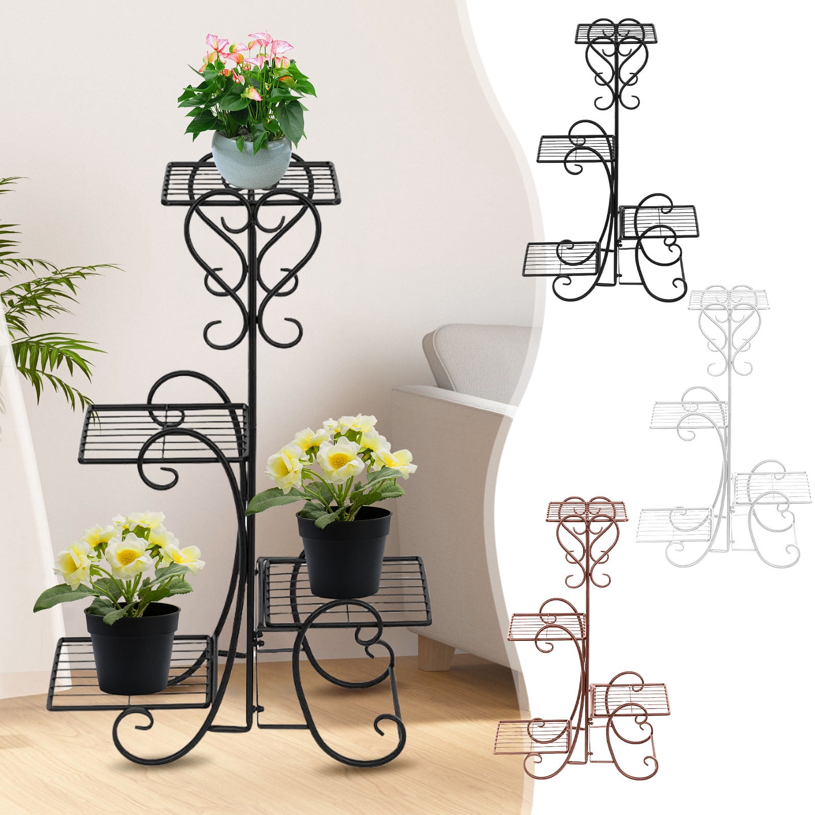 Vuyungers - 4-Tier Metal Iron Plant Stand for Garden Balcony Terrace ...