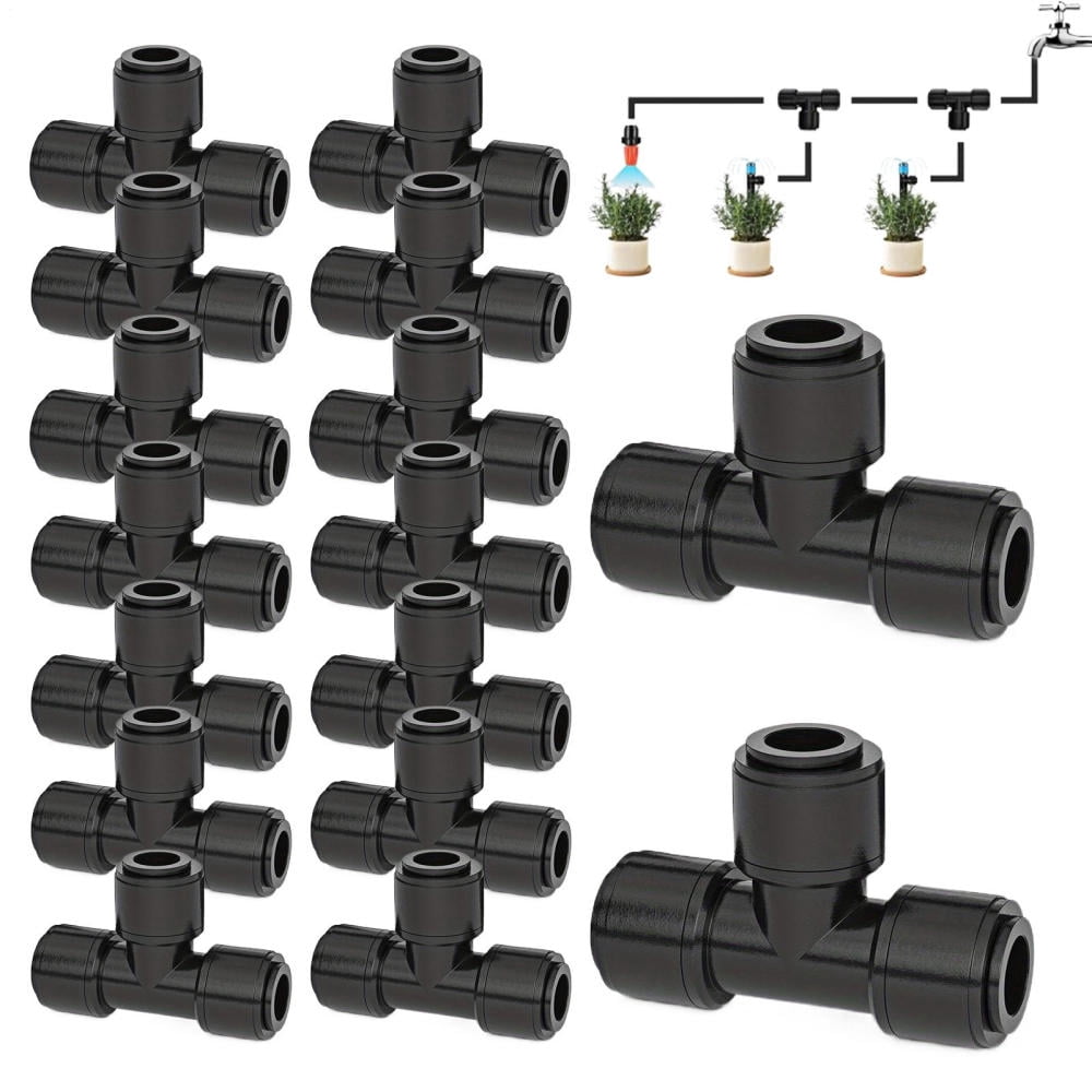 Vvcesidot Drip Irrigation Connectors 1/4 Barbed Tee Fitting Drip System ...