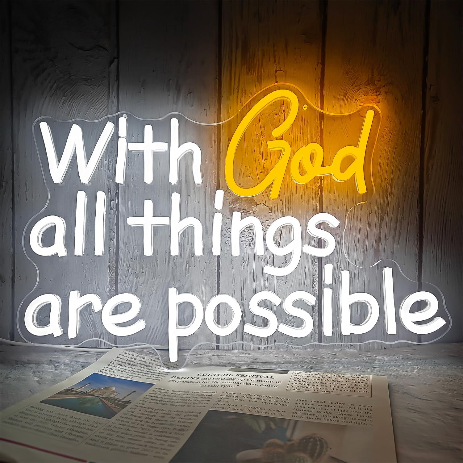 Vveikea With God All Things Are Possible Neon Sign God Neon Lights for ...