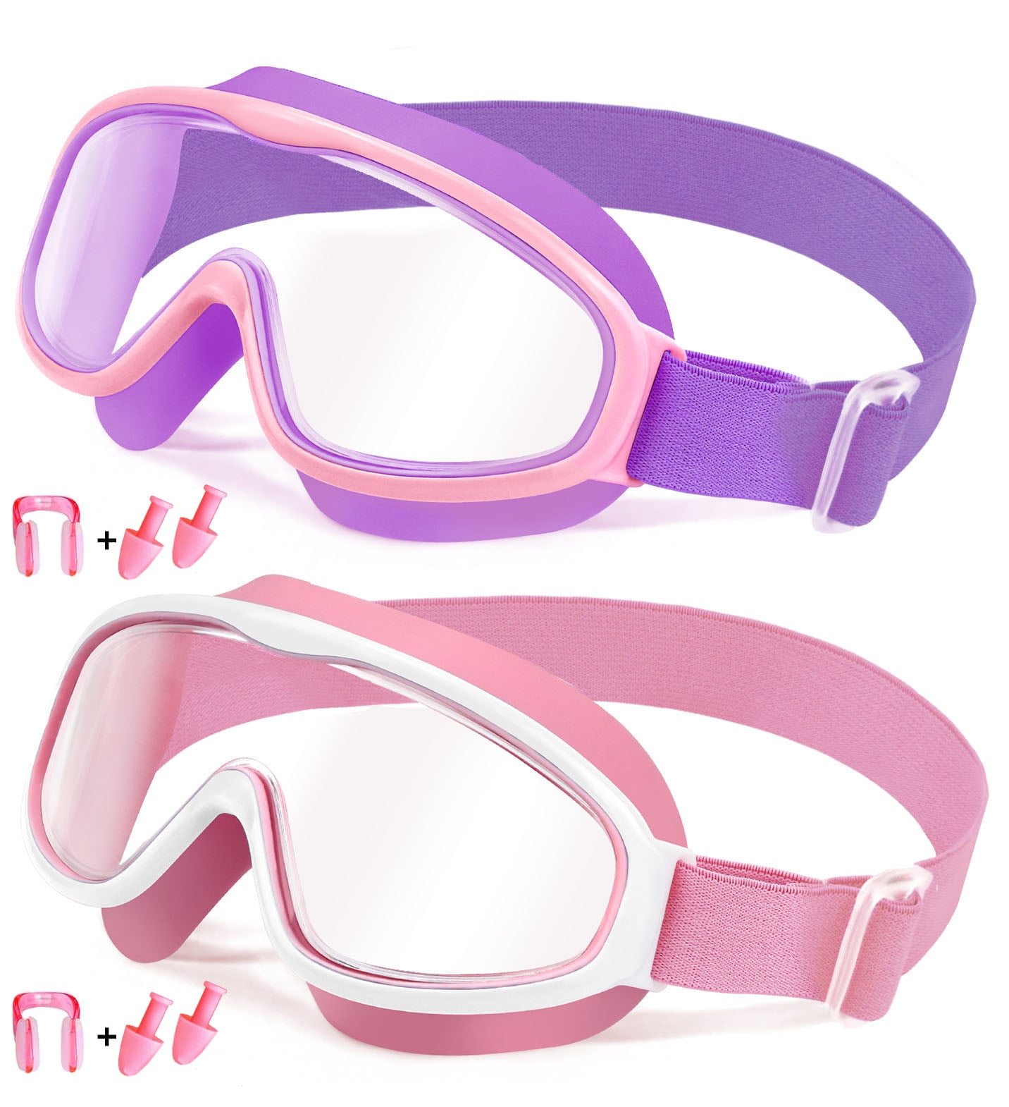 Vvinca Kids Goggles with Comfort Fabric Strap, Kids Swim Goggles Wide ...