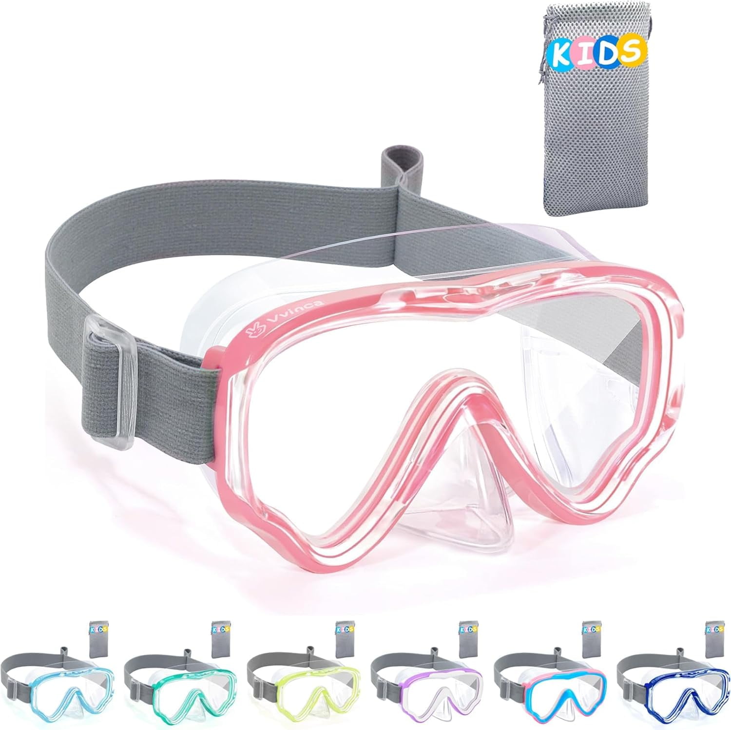 Vvinca Kids-Goggles with Nose Cover, Diving Mask Elastic Fabric Strap ...