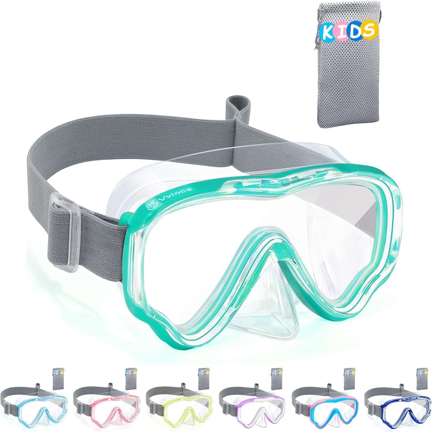 Vvinca Kids-Goggles with Nose Cover, Diving Mask Elastic Fabric Strap ...