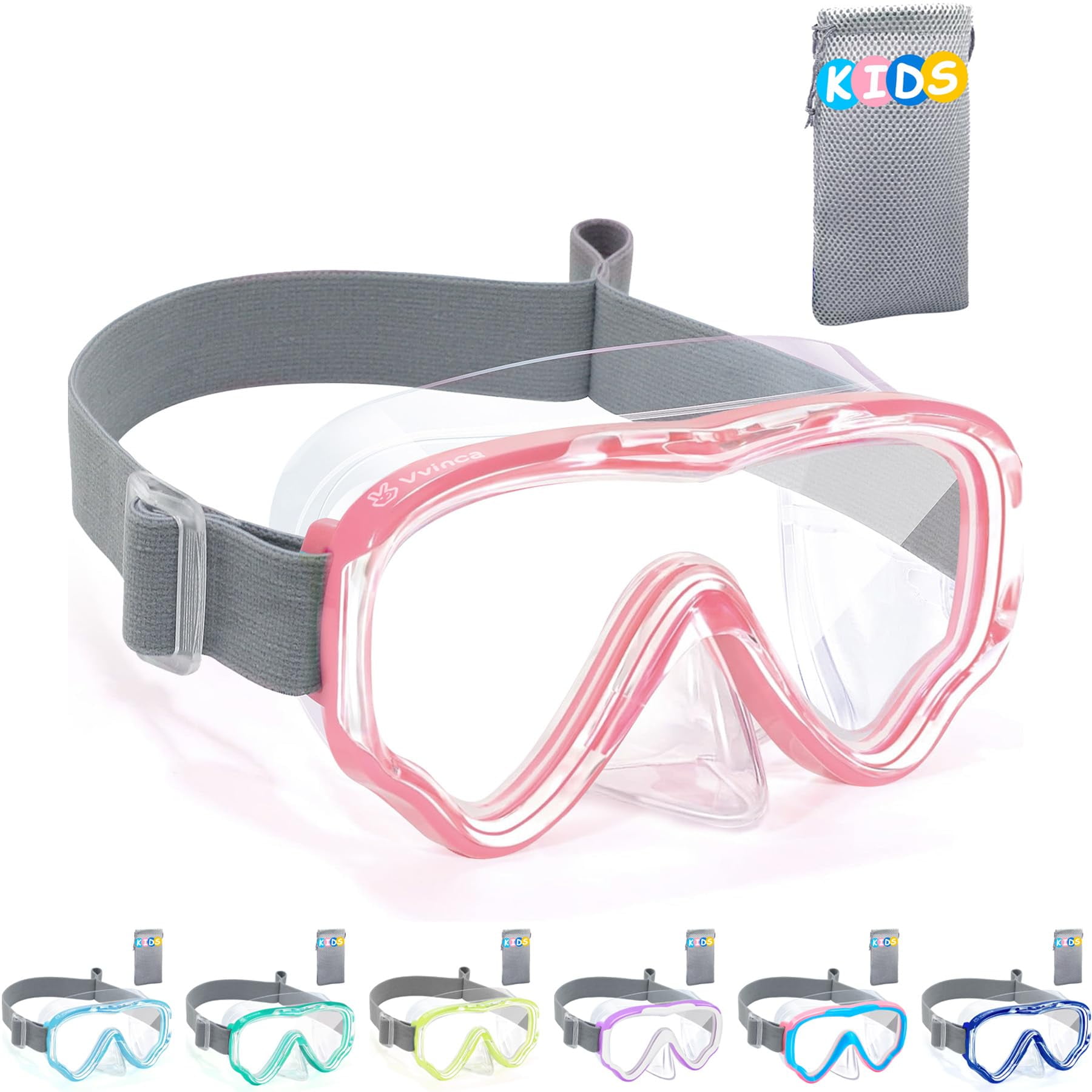 Vvinca Kids-Goggles with Nose Cover, Diving Mask Elastic Fabric Strap ...