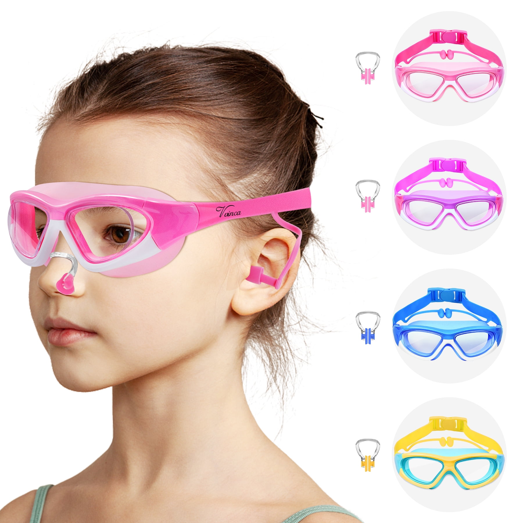 Vvinca Kids Swim Goggles for Kids 3-12, 2025 Upgraded Design with Ear ...