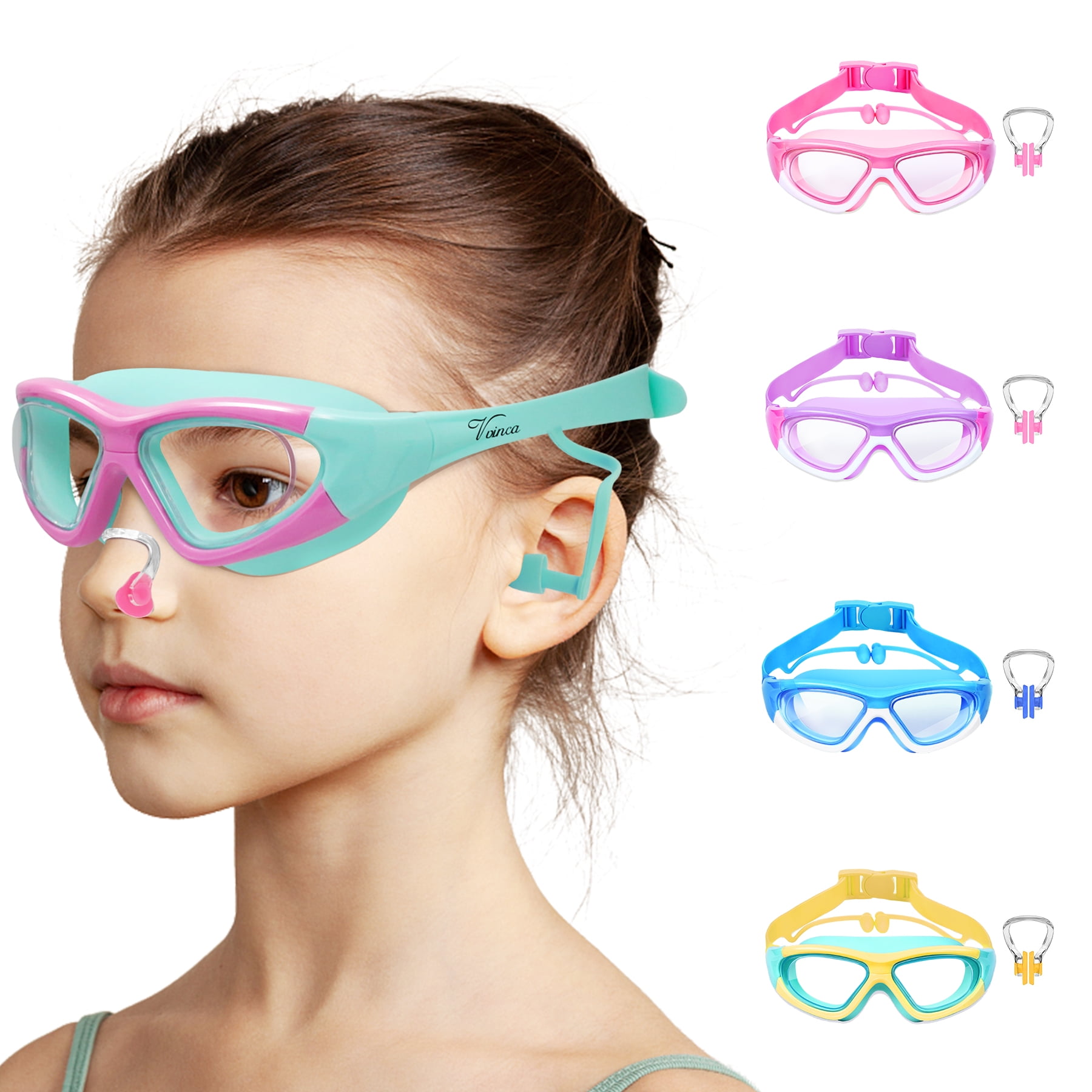 Vvinca Kids Swim Goggles for Kids 3-12, 2025 Upgraded Design with Ear ...