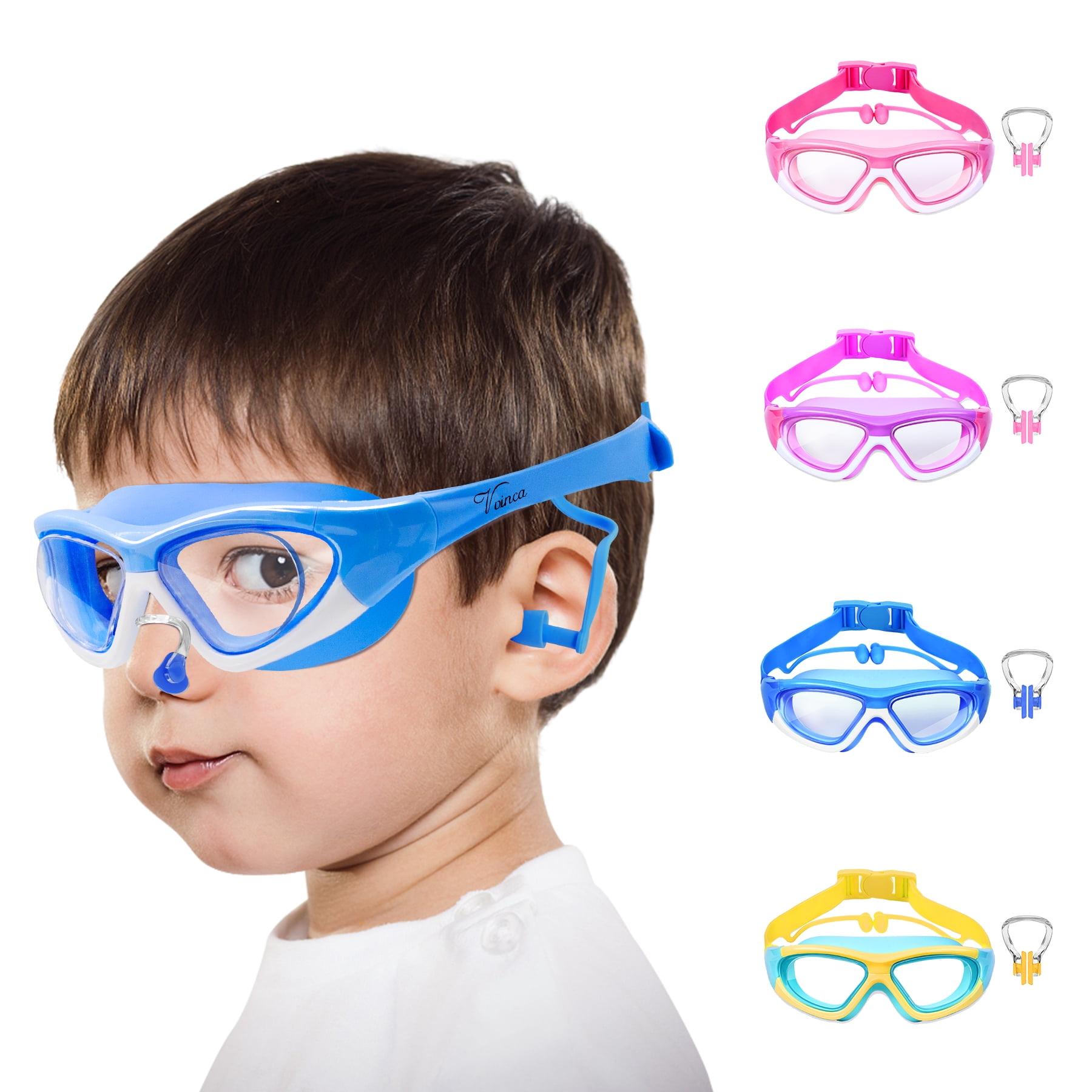 Vvinca Kids Swim Goggles for Kids 3-12, 2025 Upgraded Design with Ear ...