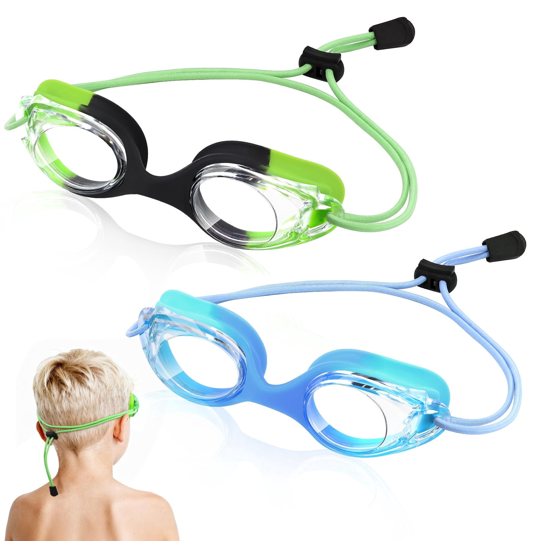 Vvinca Kids Swim Goggles with Bungee Strap for Ages 3-14 - Walmart.com