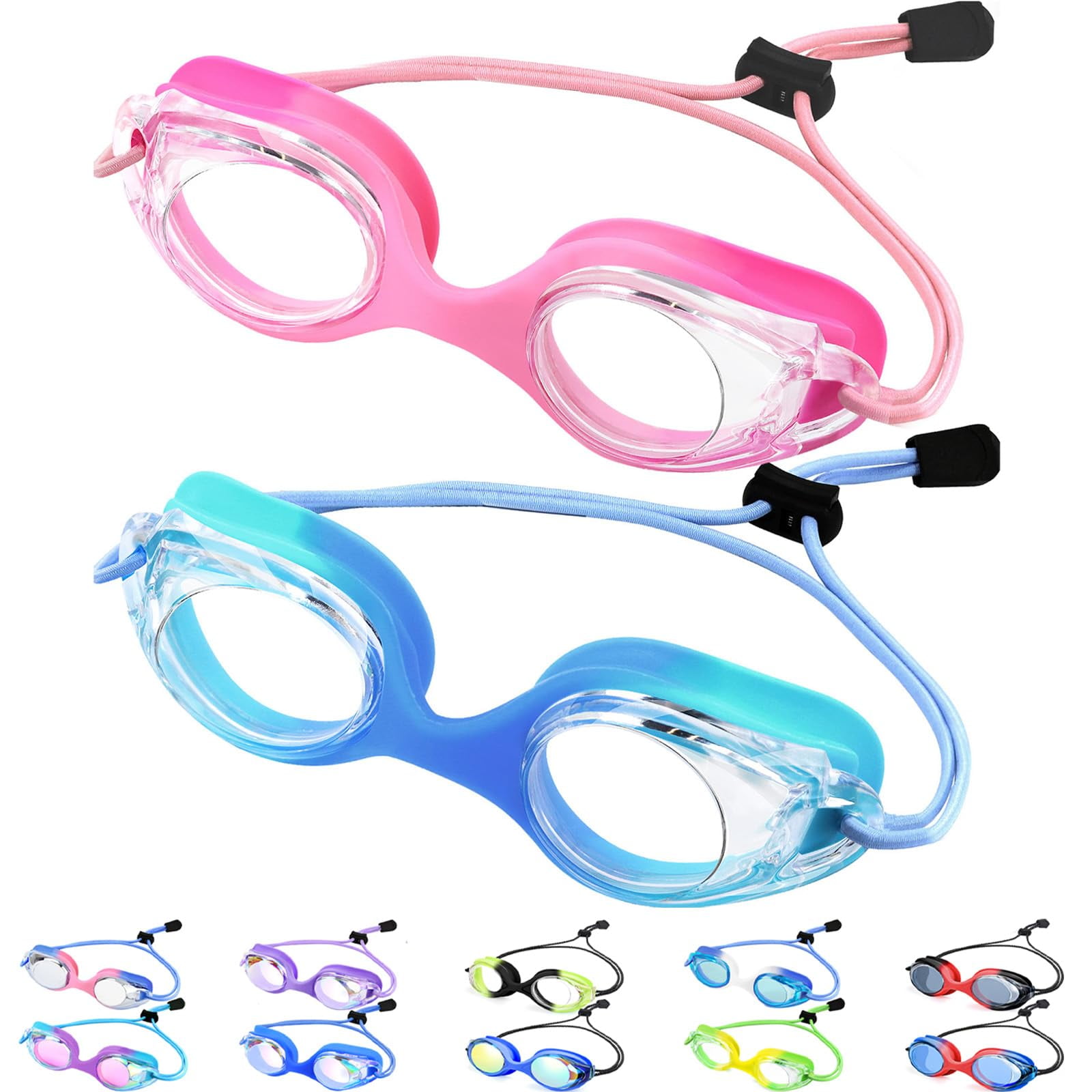 Vvinca Kids Swim Goggles with Bungee Strap No Leaking Anti Fog Toddler ...