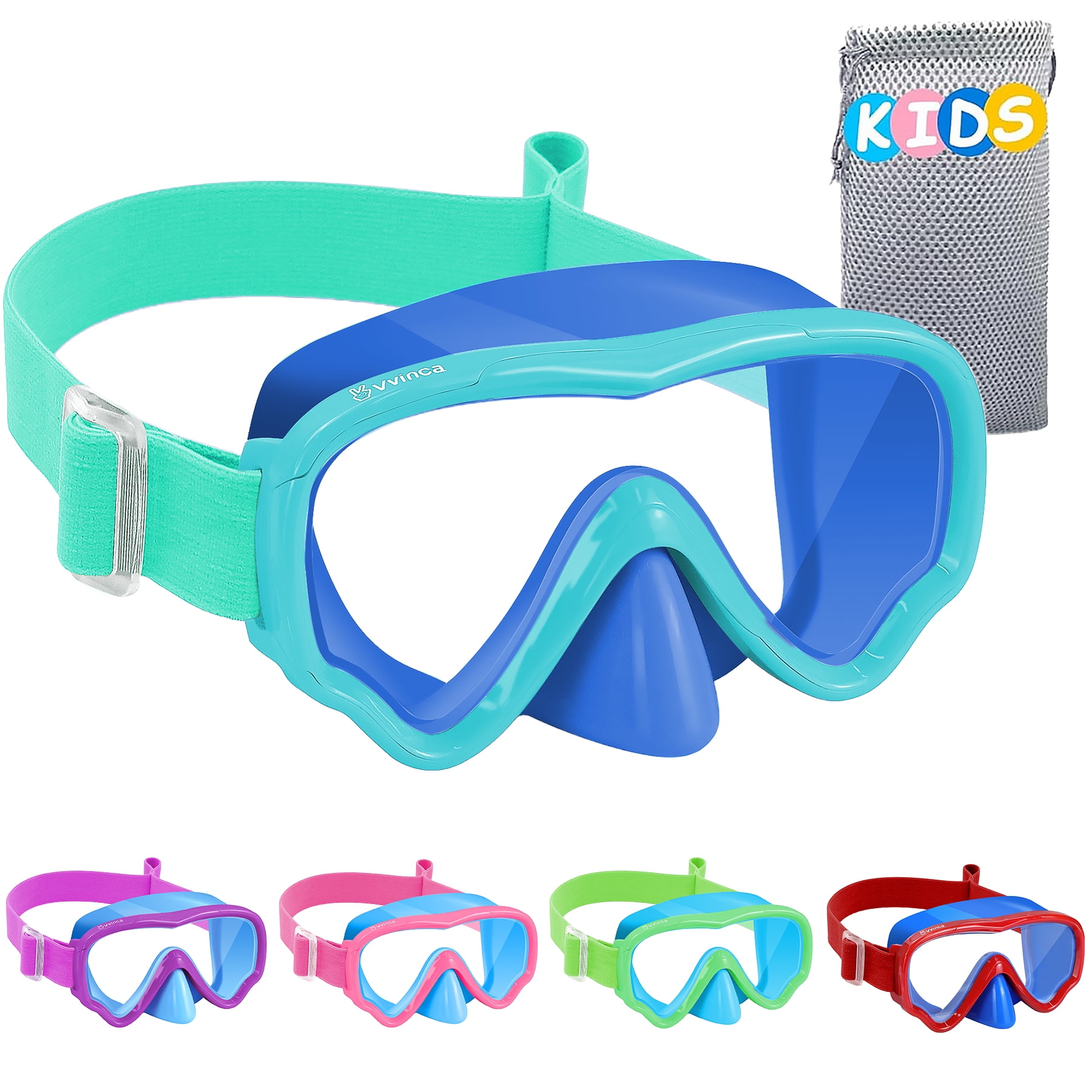 Vvinca Kids Swim Goggles with Nose Cover, Snorkel Diving Mask Fabric ...