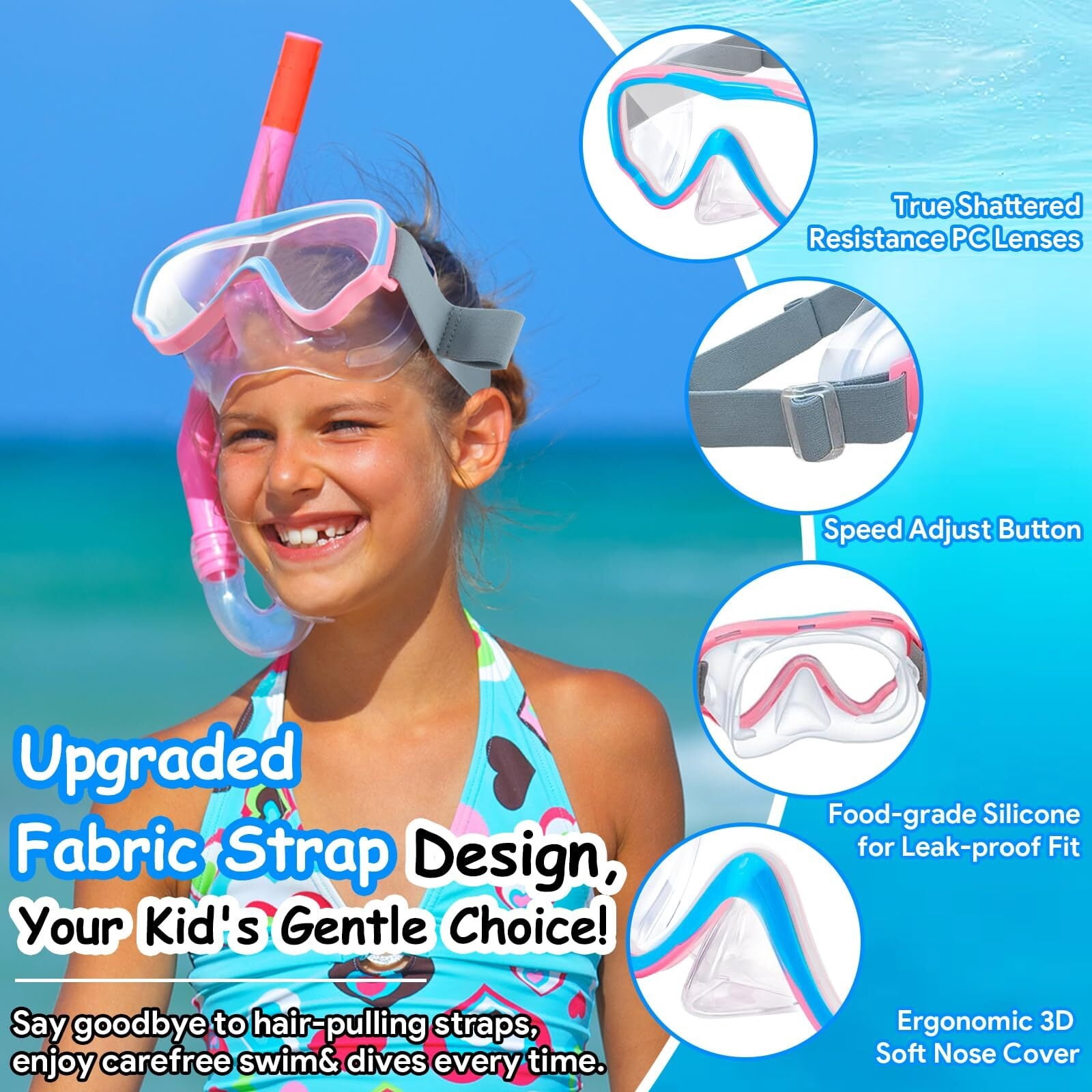 Vvinca Swim-Goggles with Nose Cover, 2 Packs Elastic Fabric Strap ...