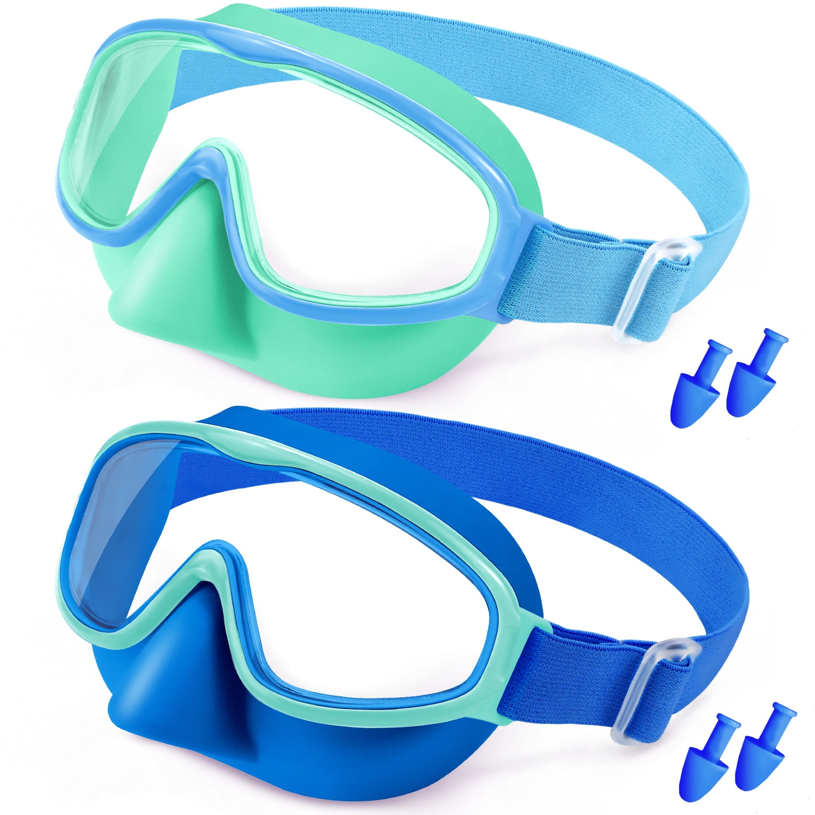 Vvinca Swim Goggles with Nose Cover, Fabric Strap Toddler Kids Swimming ...
