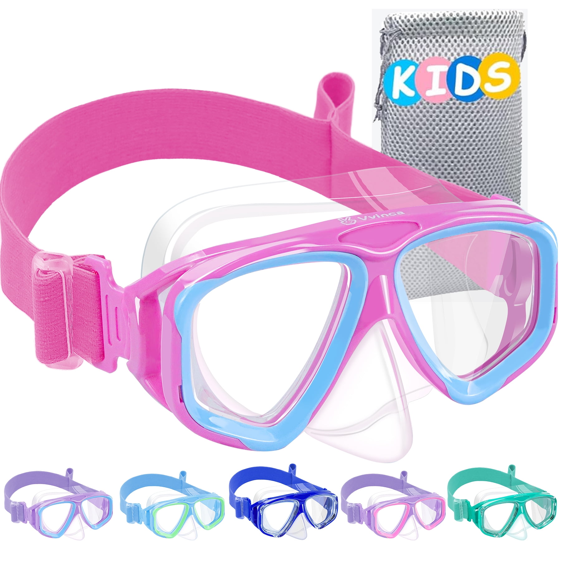 Vvinca Swim Goggles with Nose Cover, Kids Snorkel Diving Mask Fabric ...