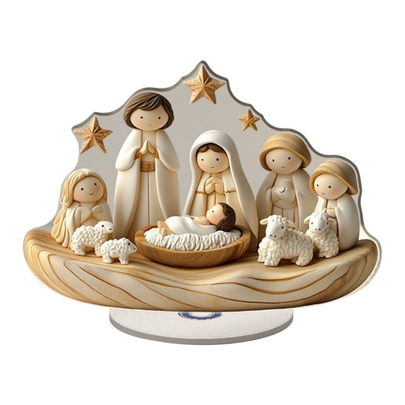 Vwrxbz Clear Acrylic Nativity Rotating Ornament - 2D Christmas Scene ...